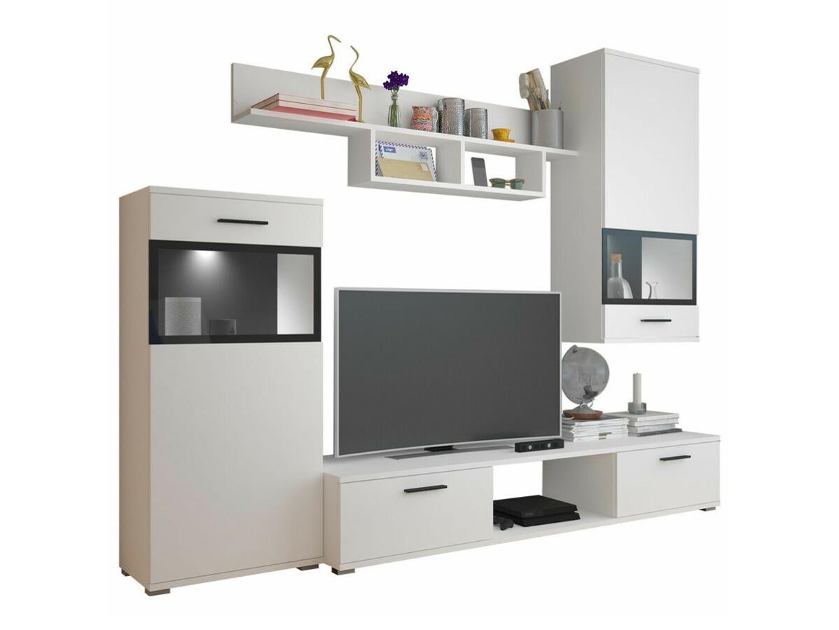 Ensemble de salon Tucson 109, Blanc, Parties séparées, Avec table de TV ...