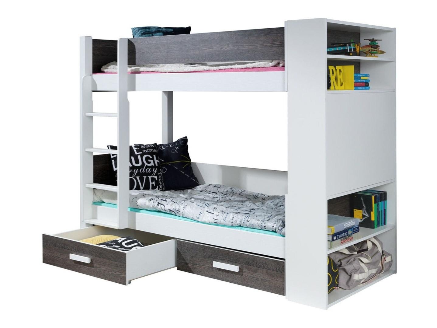Letto a castello Henderson 141, Due piani, Grigio, 80x180, Legno ...