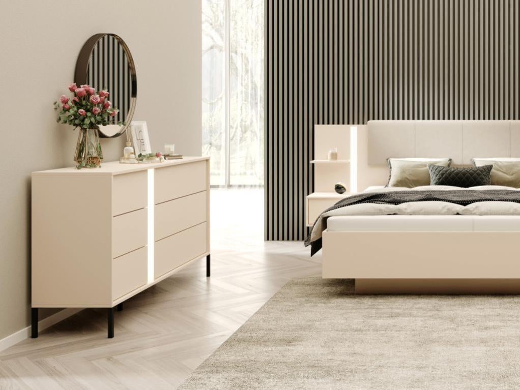 Commode 6 tiroirs - Avec LEDs - Beige - ELYNIA | Leroy Merlin