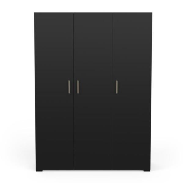 Armoire penderie + lingère 3 portes battantes Noir/Chêne clair - ZILY ...