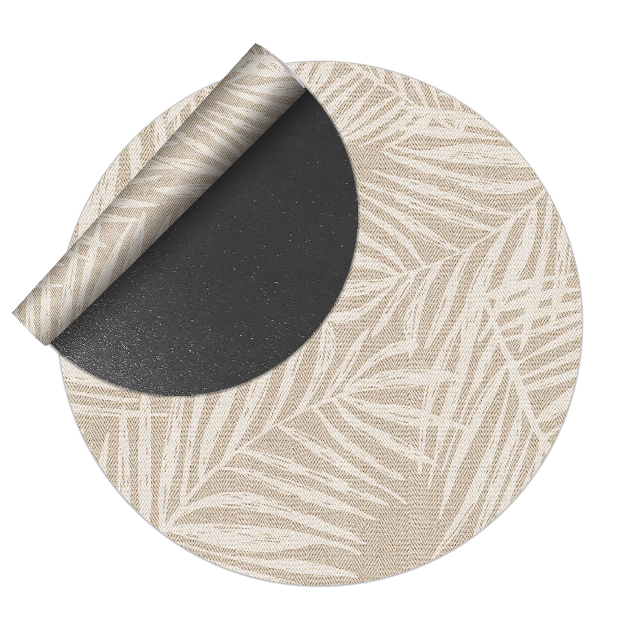 Tapis PVC intérieur/extérieur Feuilles beiges [Diam] 150 cm | Leroy Merlin