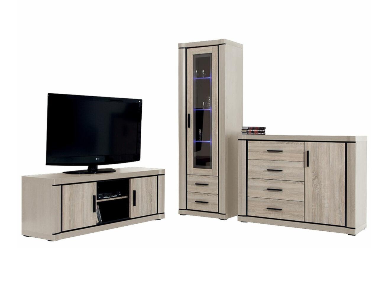 Set mobili soggiorno Stanton D122, Sonoma quercia, Con mobile porta tv ...