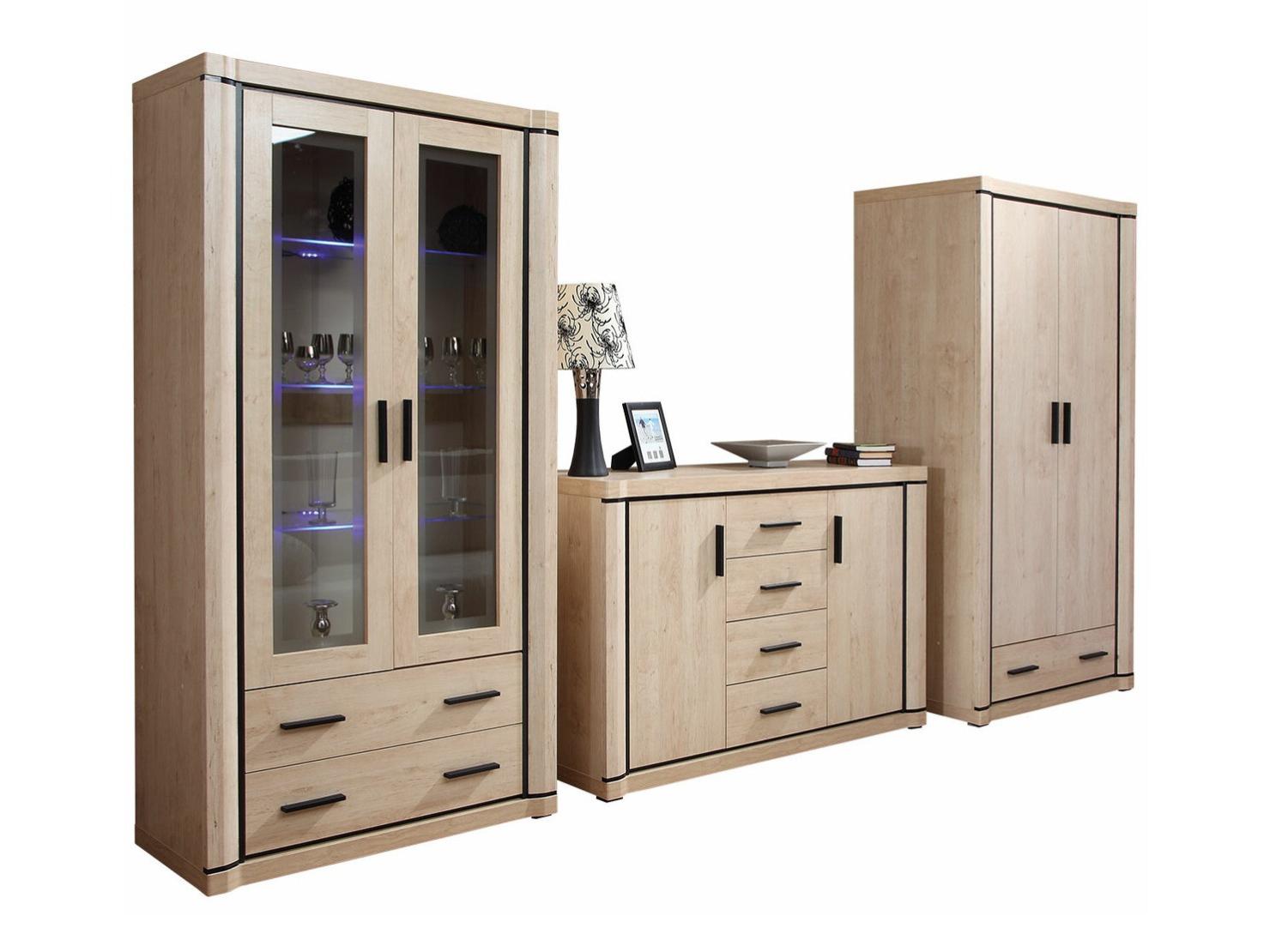 Set mobili soggiorno Stanton D125, Sonoma quercia, Con singole parti ...