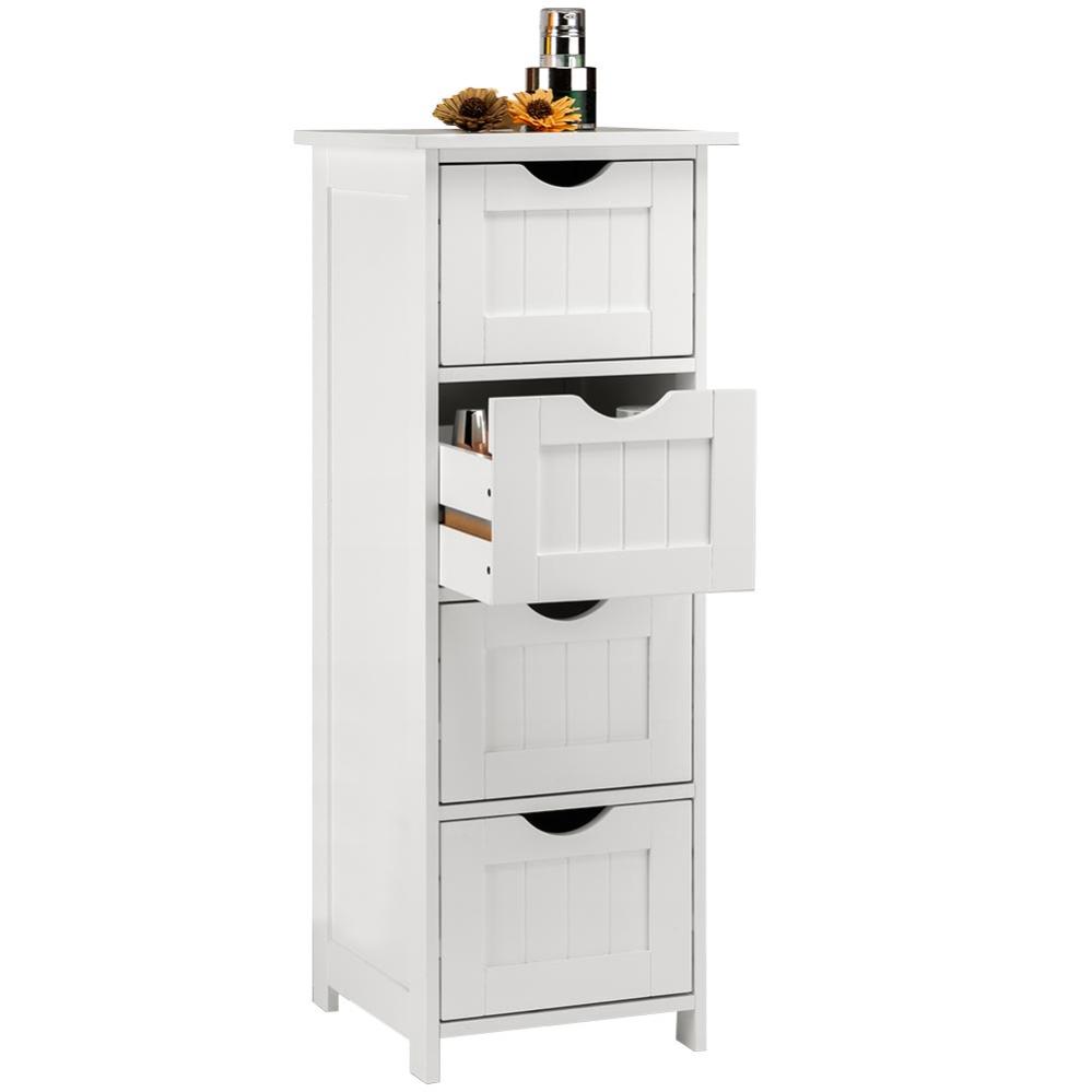 Mobile Bagno Cassettiera 4 Cassetti con Ripiano Legno MDF Bianco ...