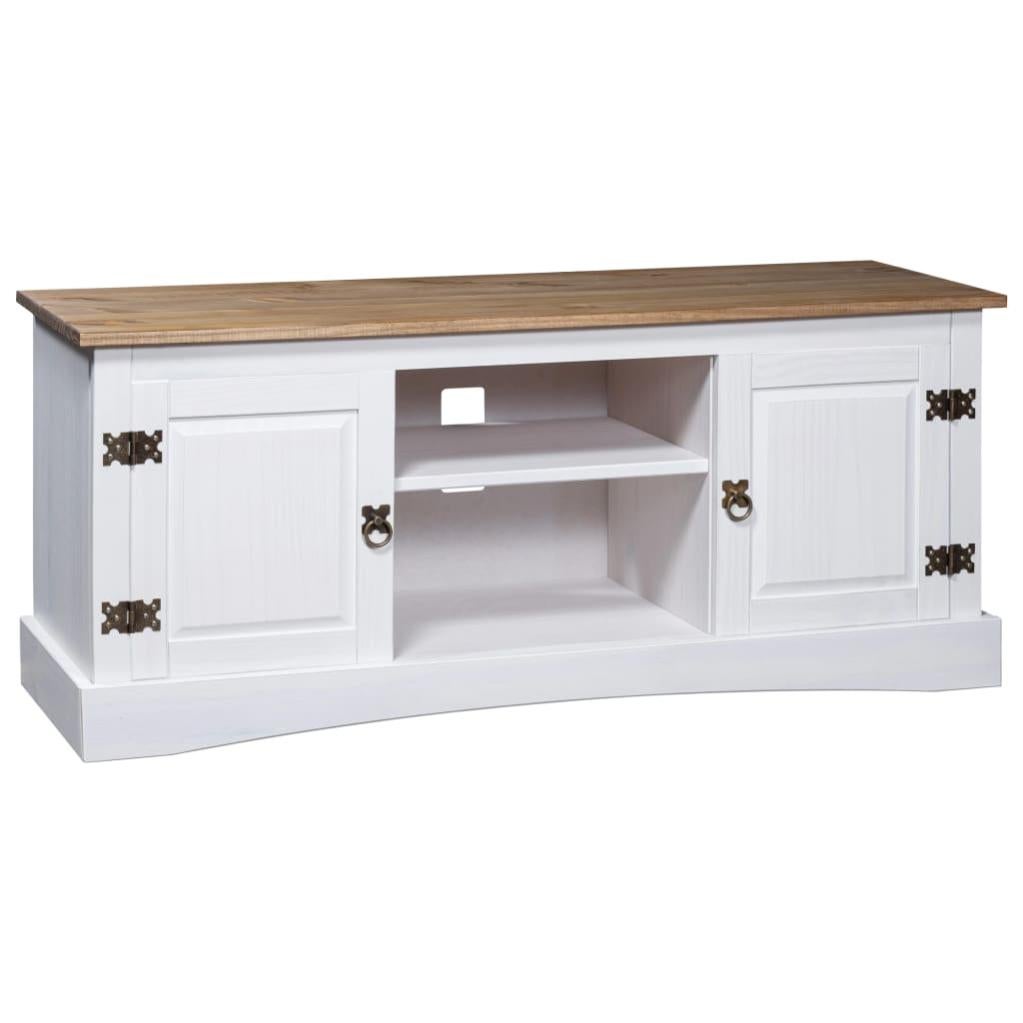 Maison Exclusive - Meuble TV Gamme Corona pin mexicain Blanc 120x40x52 ...