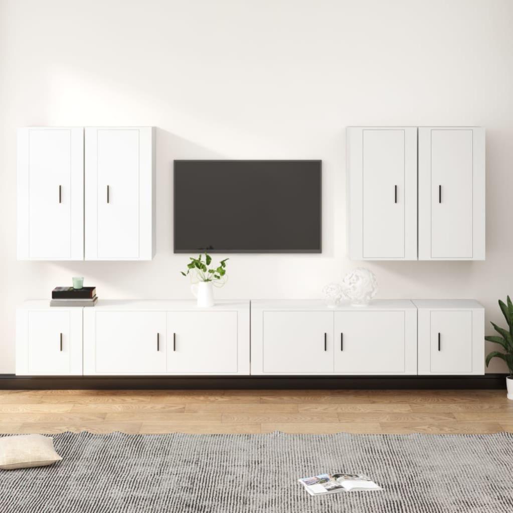 Maison Exclusive - Set Mobili Porta TV 8pz Bianco in Legno Multistrato ...