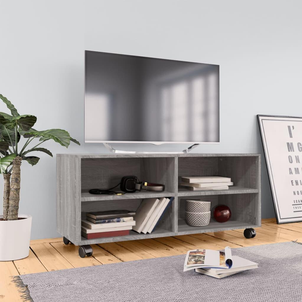 Maison Exclusive - Mobile TV con Ruote Grigio Sonoma 90x35x35cm Legno ...