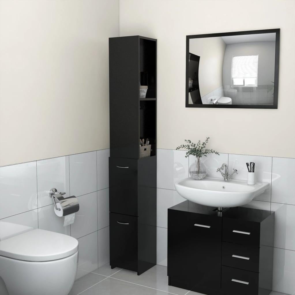 Maison Exclusive - Armadietto da Bagno Nero 25x26,5x170 cm in Legno ...