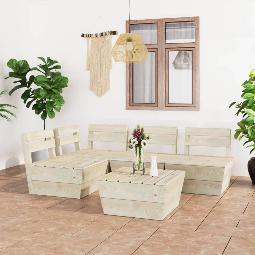 Maison Exclusive - Set Divani da Giardino su Pallet 5 pz in Legno Abete ...