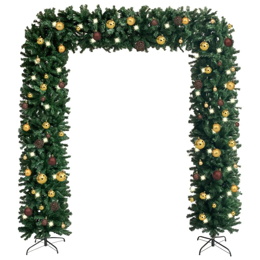 Maison Exclusive Arco árbol de Navidad con LEDs y bolas verde 240 cm ...