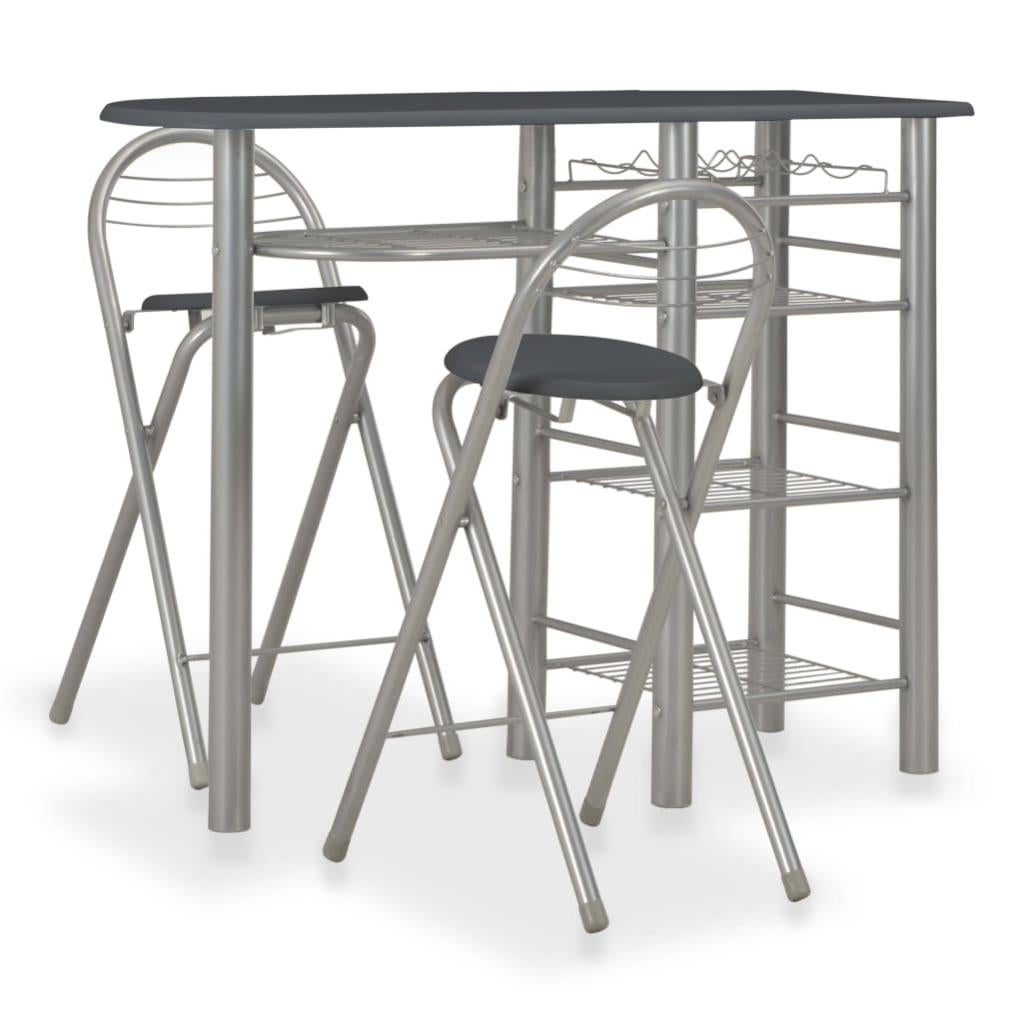 Maison Exclusive - Set da Bar 3 pz con Mensole in Legno e Acciaio Nero ...