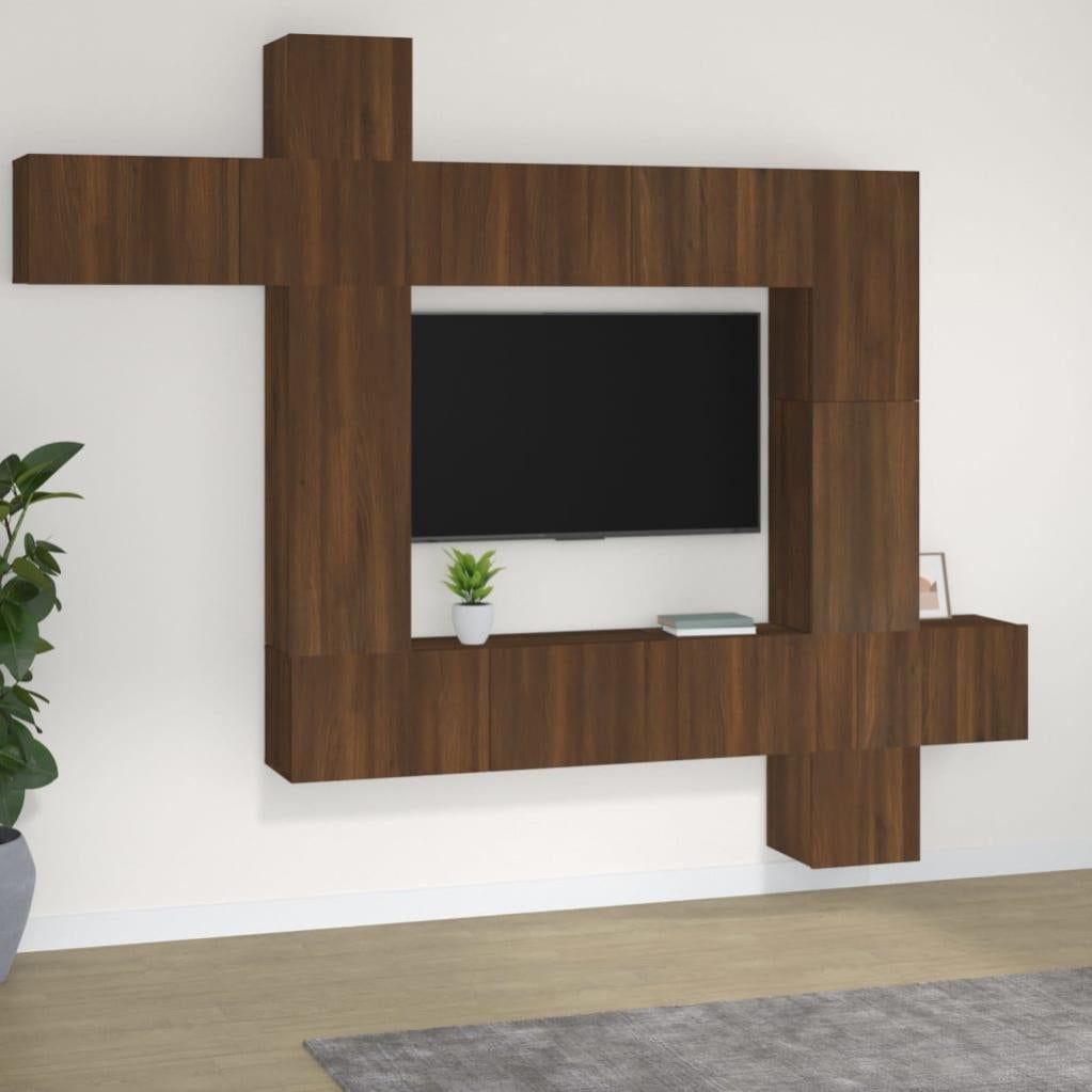 Maison Exclusive Ensemble de meubles TV 9 pcs Chêne marron Bois d ...