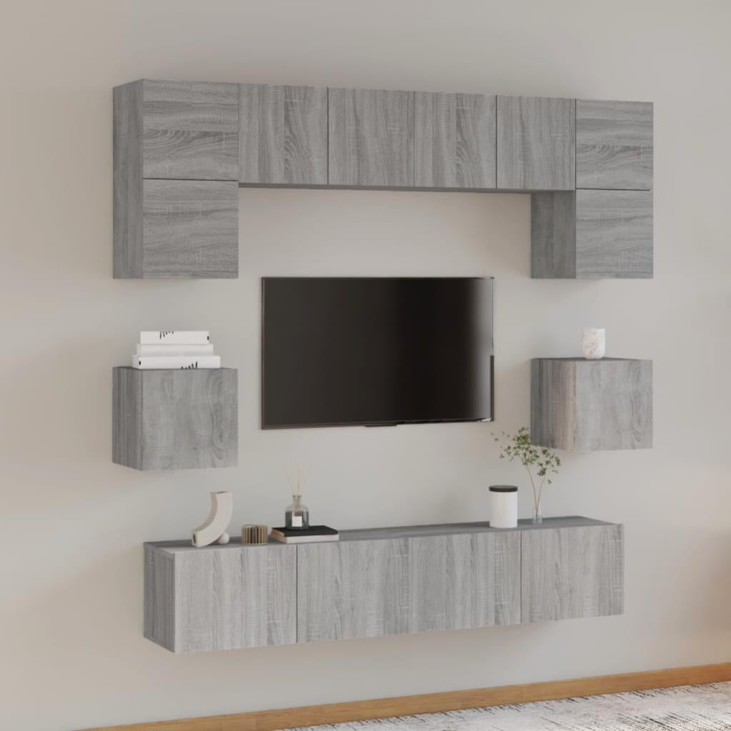 Maison Exclusive - Set Mobili Porta TV 8pz Grigio Sonoma in Legno ...