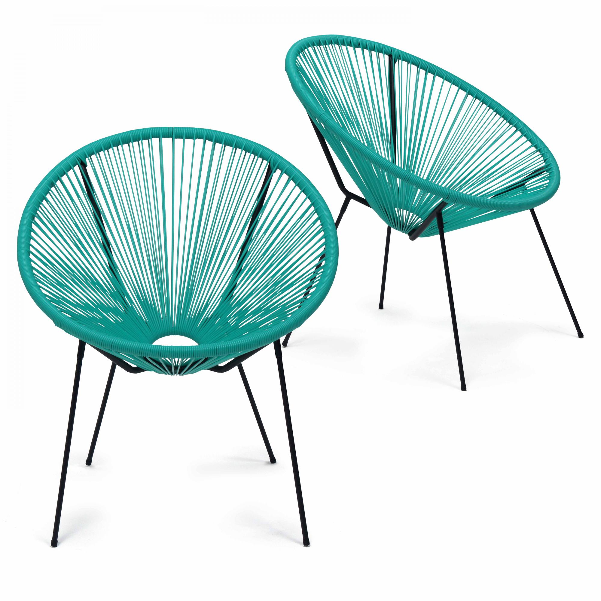 Set di 2 poltrone in rattan intrecciato turchese | Leroy Merlin