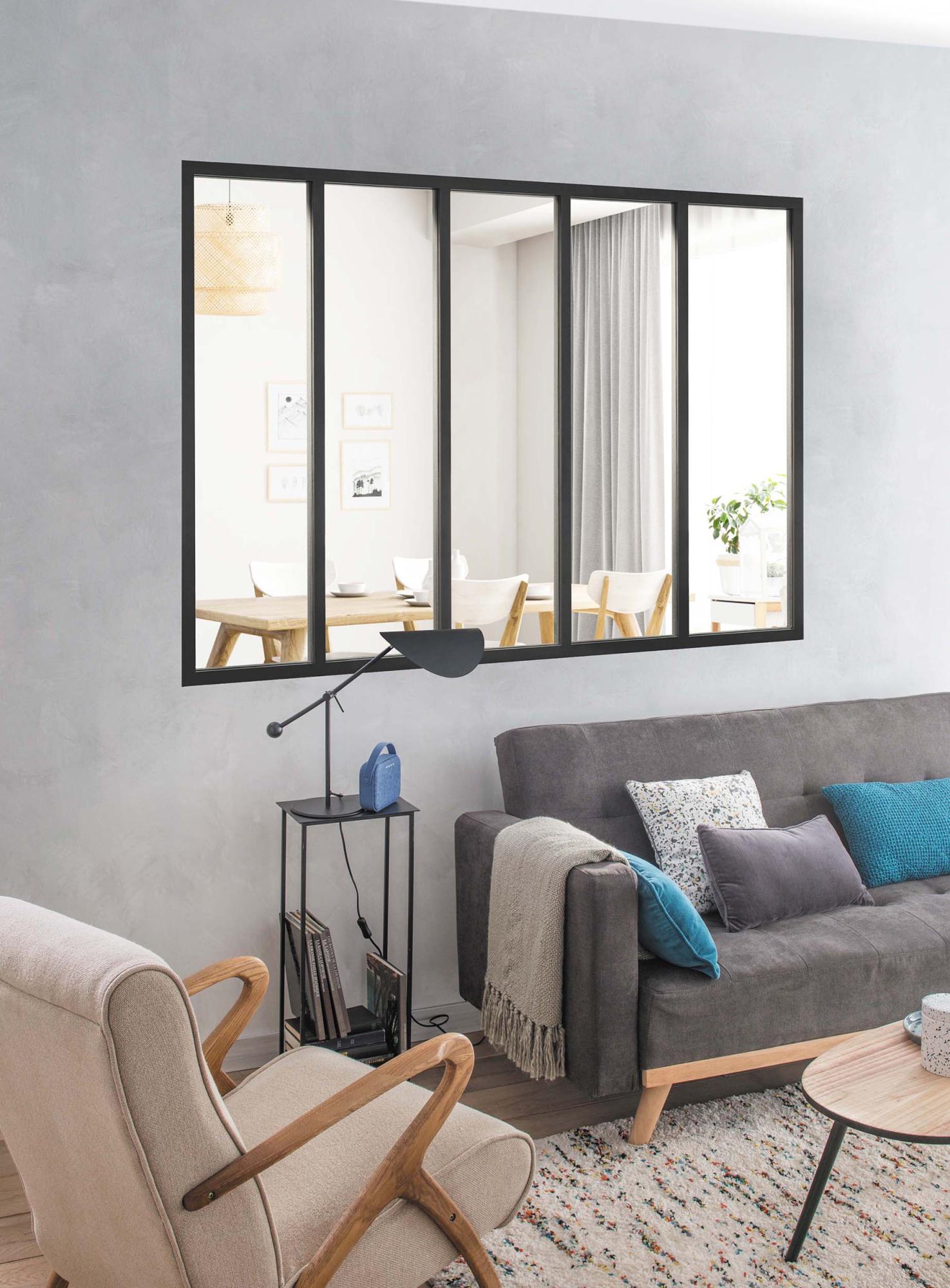 Verrière intérieure KIT ATELIER Noir Sablé H 108cm 5 vitrages clair ...
