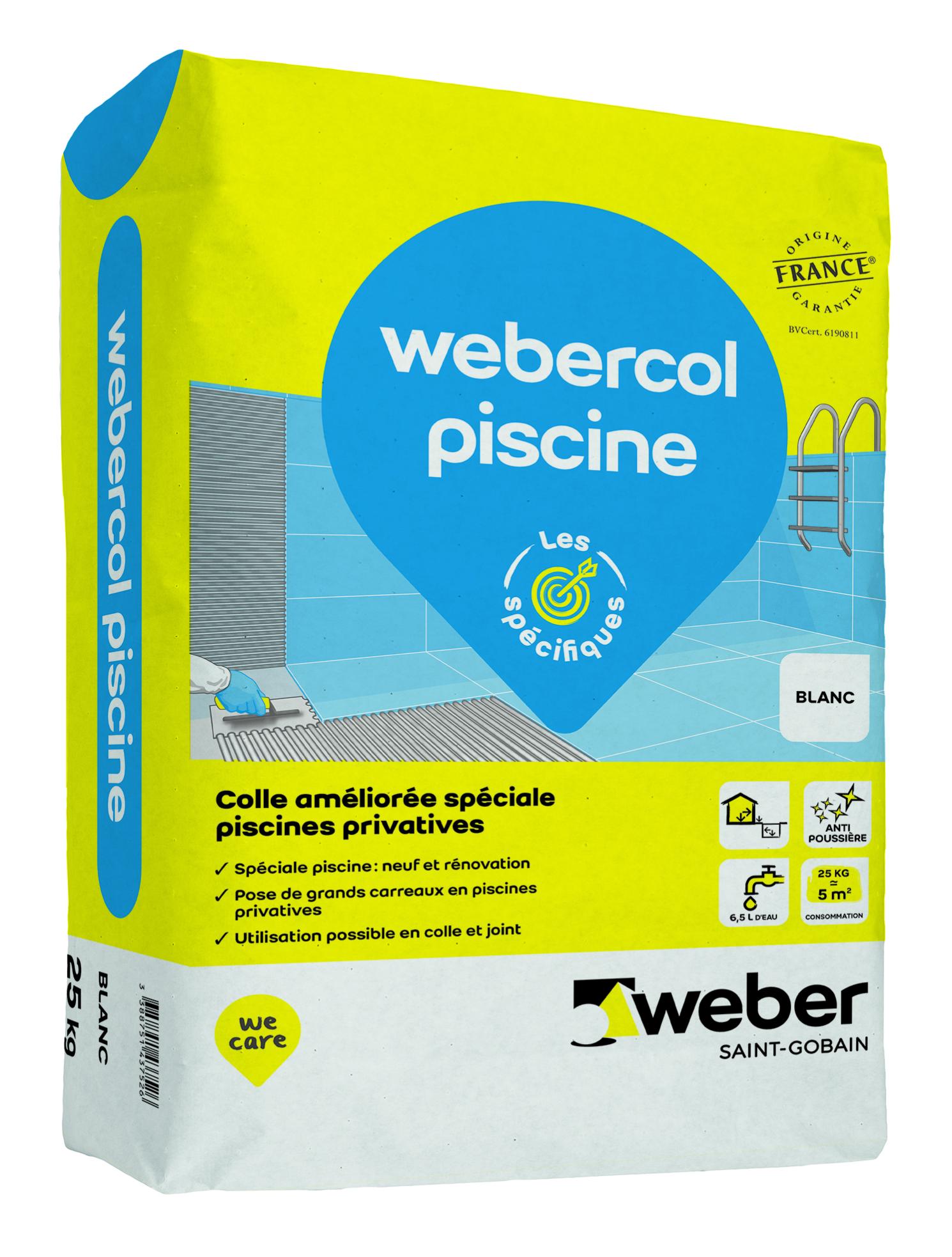Colle spéciale piscine privative 25kg, Blanc, Webercol piscine, Mortier ...