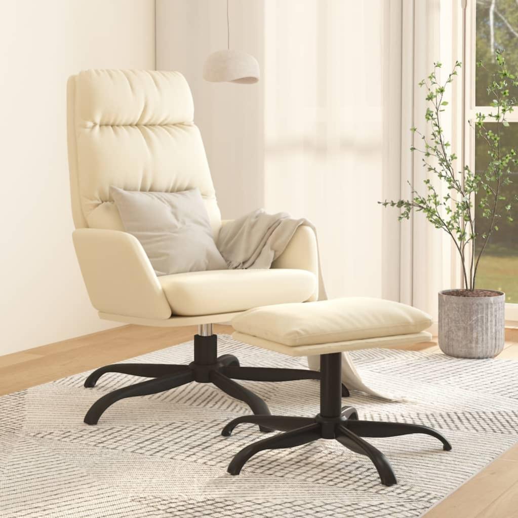 Maison Exclusive - Chaise de relaxation avec tabouret Crème Similicuir ...