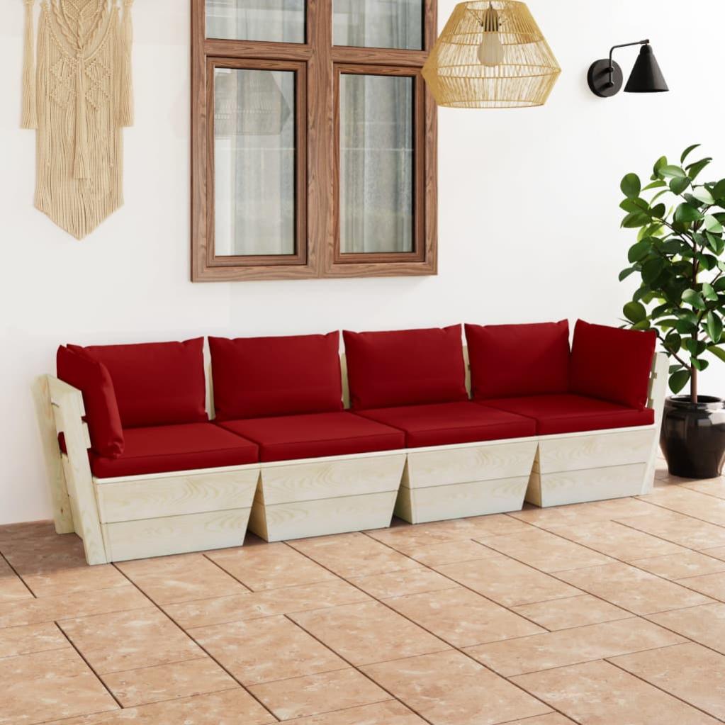 Maison Exclusive - Divano da Giardino a 4 Posti su Pallet con Cuscini ...