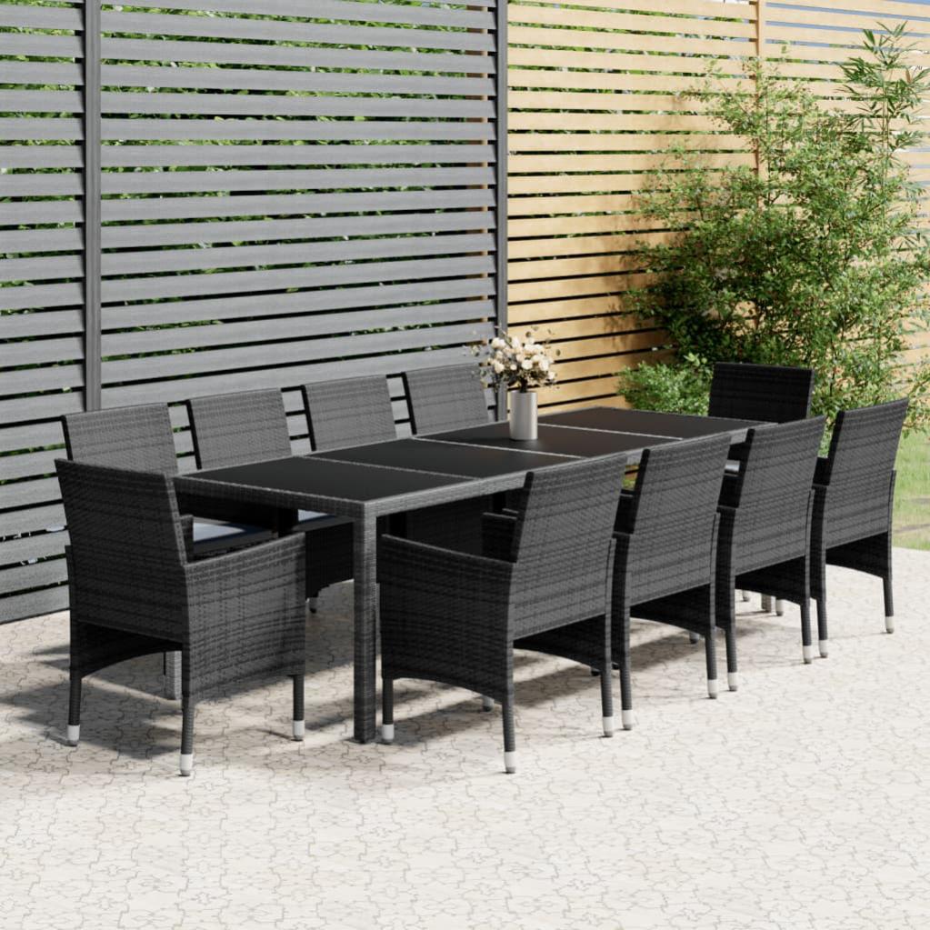 Maison Exclusive Mobilier à dîner de jardin 11 pcs Résine tressée Gris ...