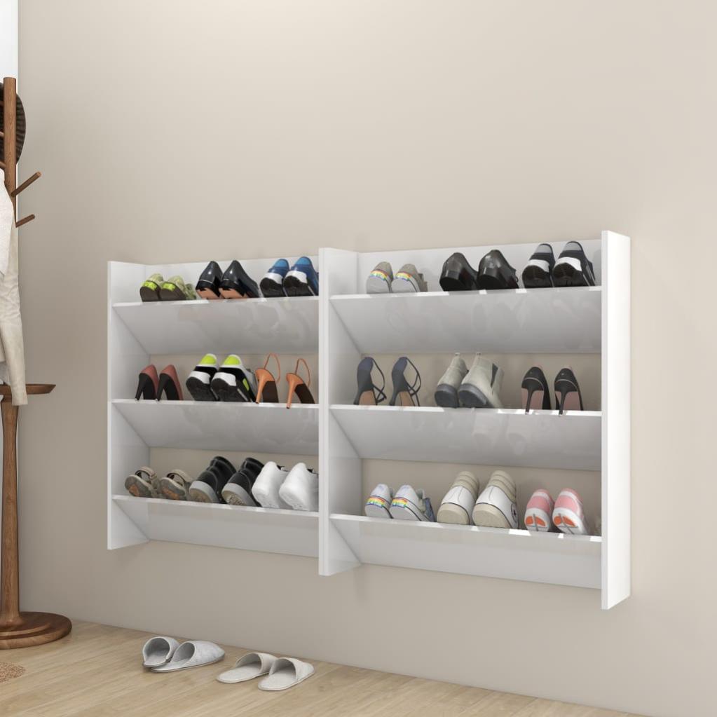 Maison Exclusive - Scarpiere a Muro 2 pz Bianco Lucido 80x18x90 cm in ...