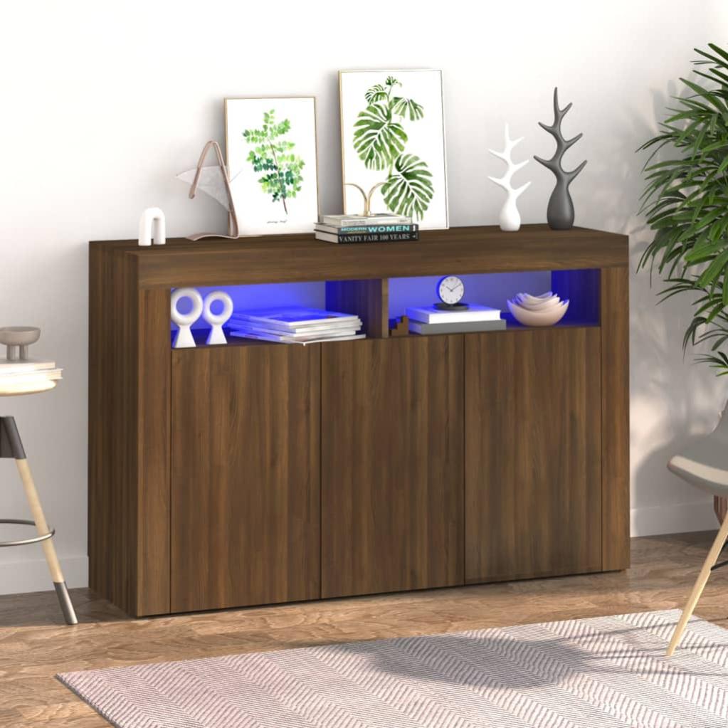 Maison Exclusive - Buffet avec lumières LED Chêne marron 115,5x30x75 cm ...