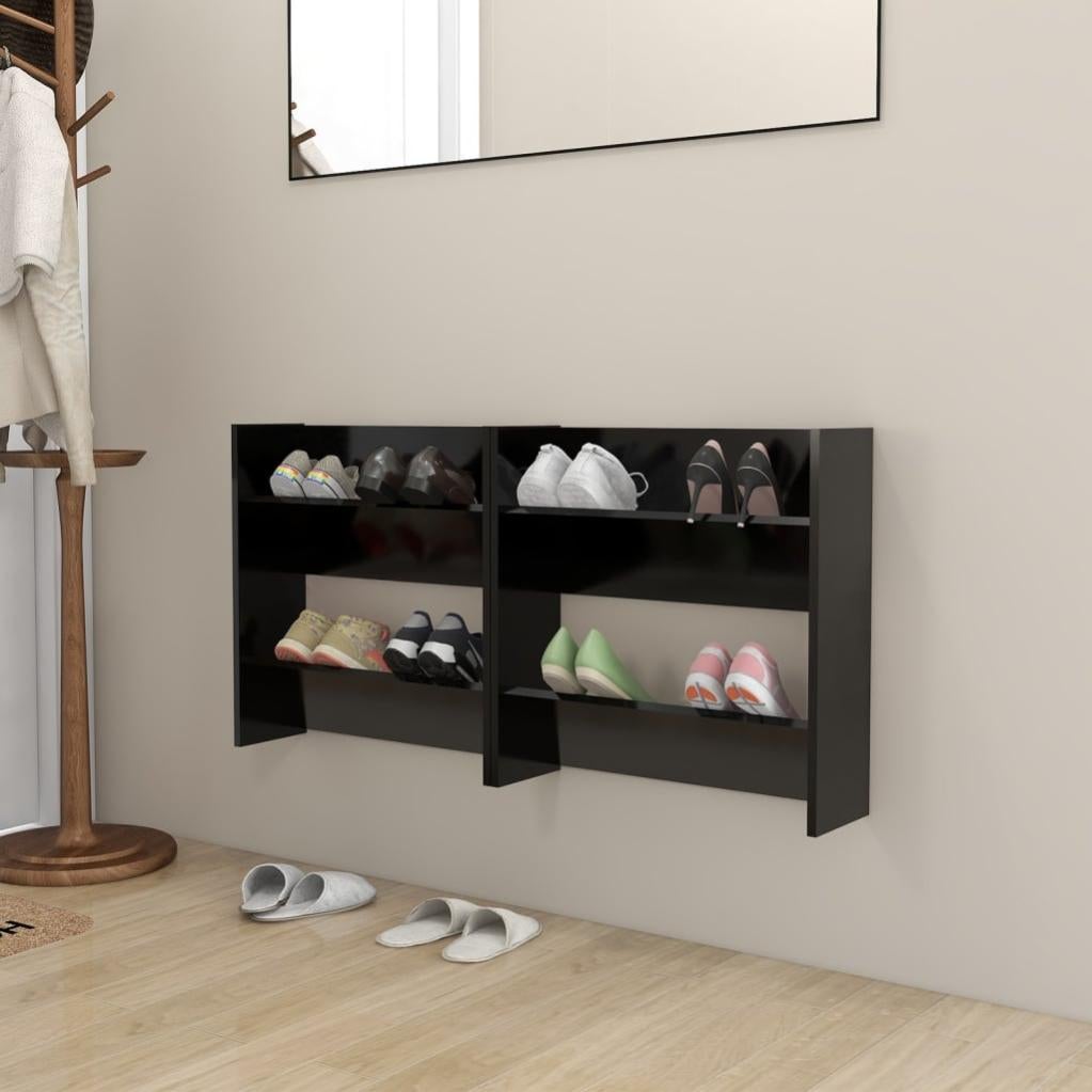 Maison Exclusive - Scarpiere a Muro 2 pz Nero 60x18x60 cm in Truciolato ...