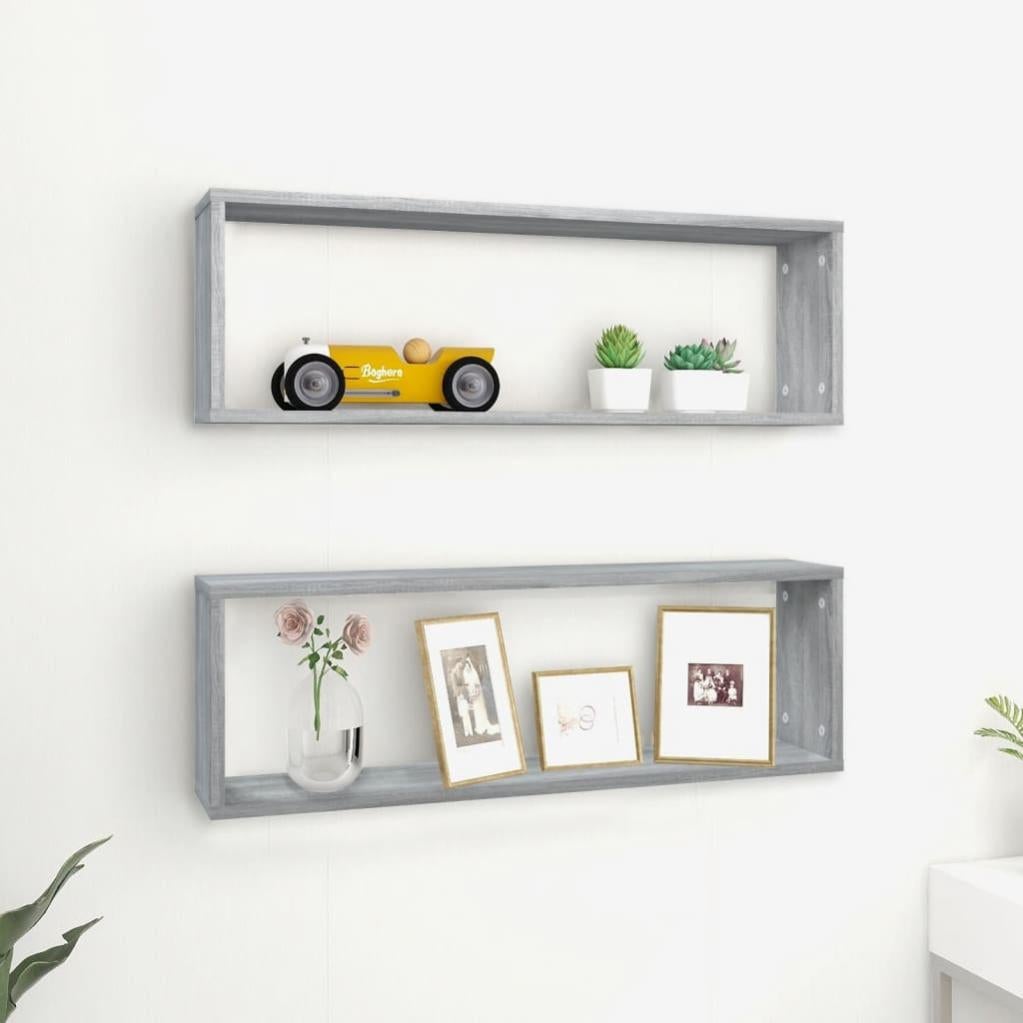 Maison Exclusive - Mensole Cubo Muro 2 Grigio Sonoma 80x15x26,5 Legno ...