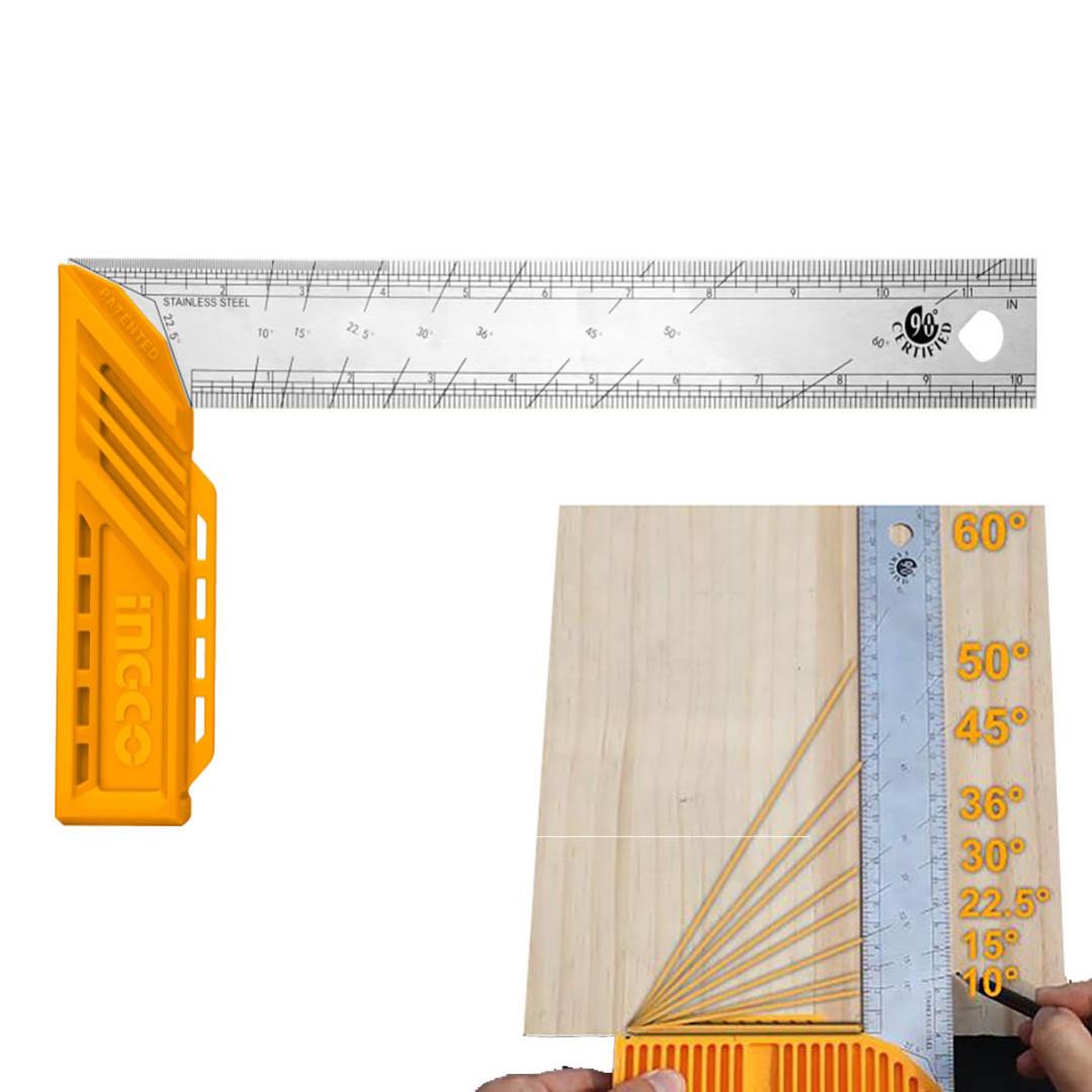 Squadra squadro universale in acciaio fabbro falegname carpentiere 300mm Ingco HAS123002 | Leroy ...