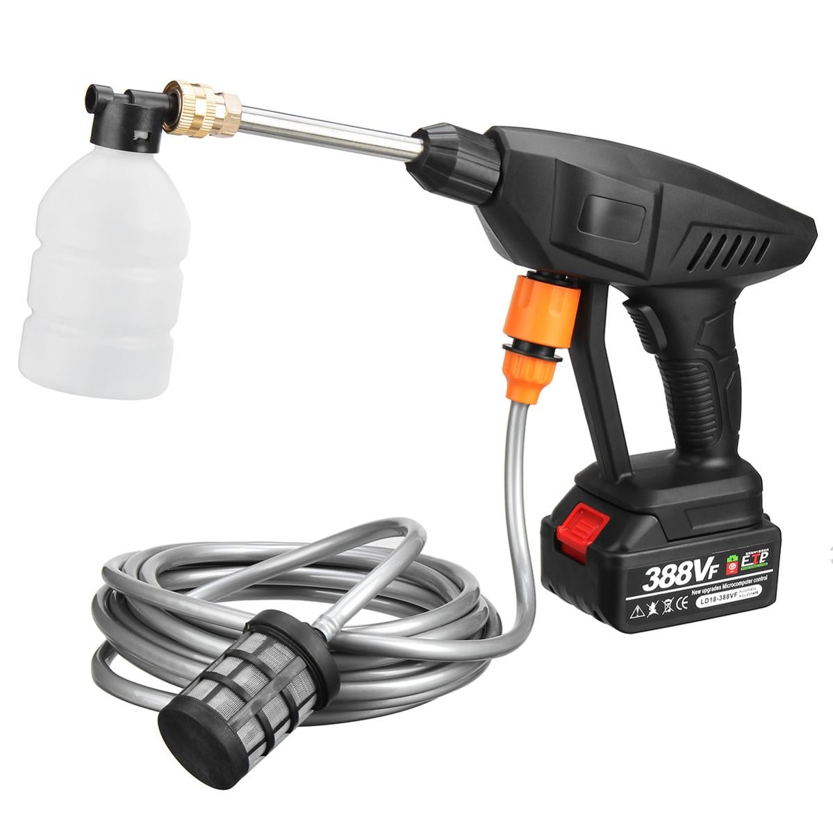 Pistola a pressione Idropulitrice a batteria 60 bar 21V 300W 2 batterie ...