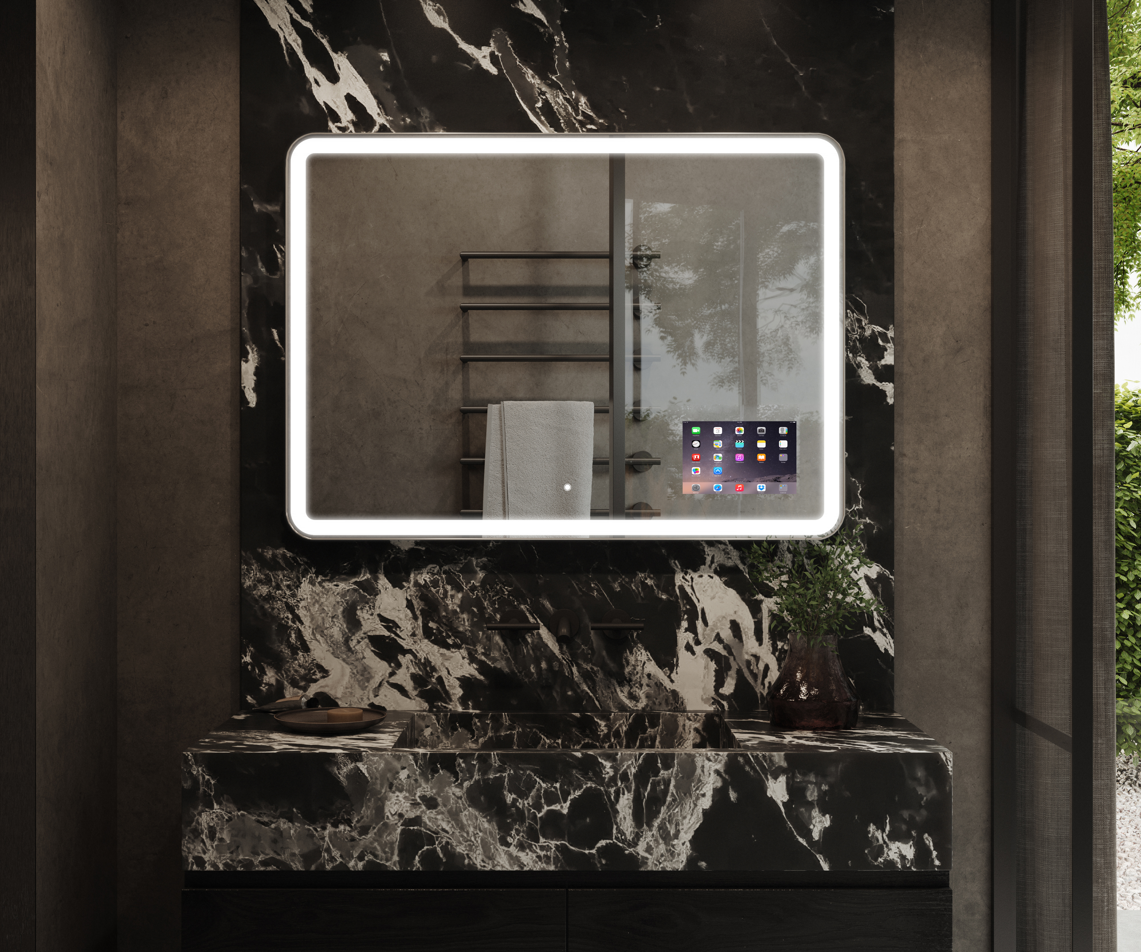 Specchio intelligente con coperchio (170x70cm) Controluce LED da Bagno (SZOA141) con ...