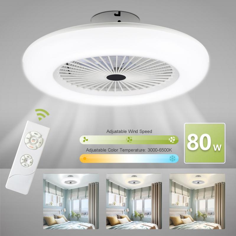 80W Ventilateur de plafond Timer LED Lampe de ventilateur avec ...