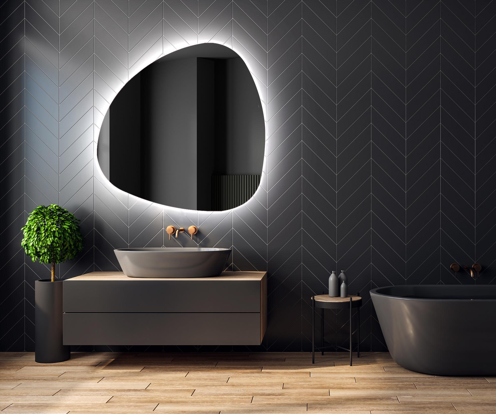Miroir avec LED Illumination Salle de Bain (54x54cm) LED Lumineux ...