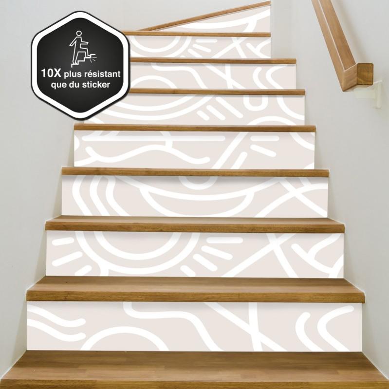 Lot De 5 Contremarches Adhésives En Pvc, Motif Graphique Mix Draw Line ...