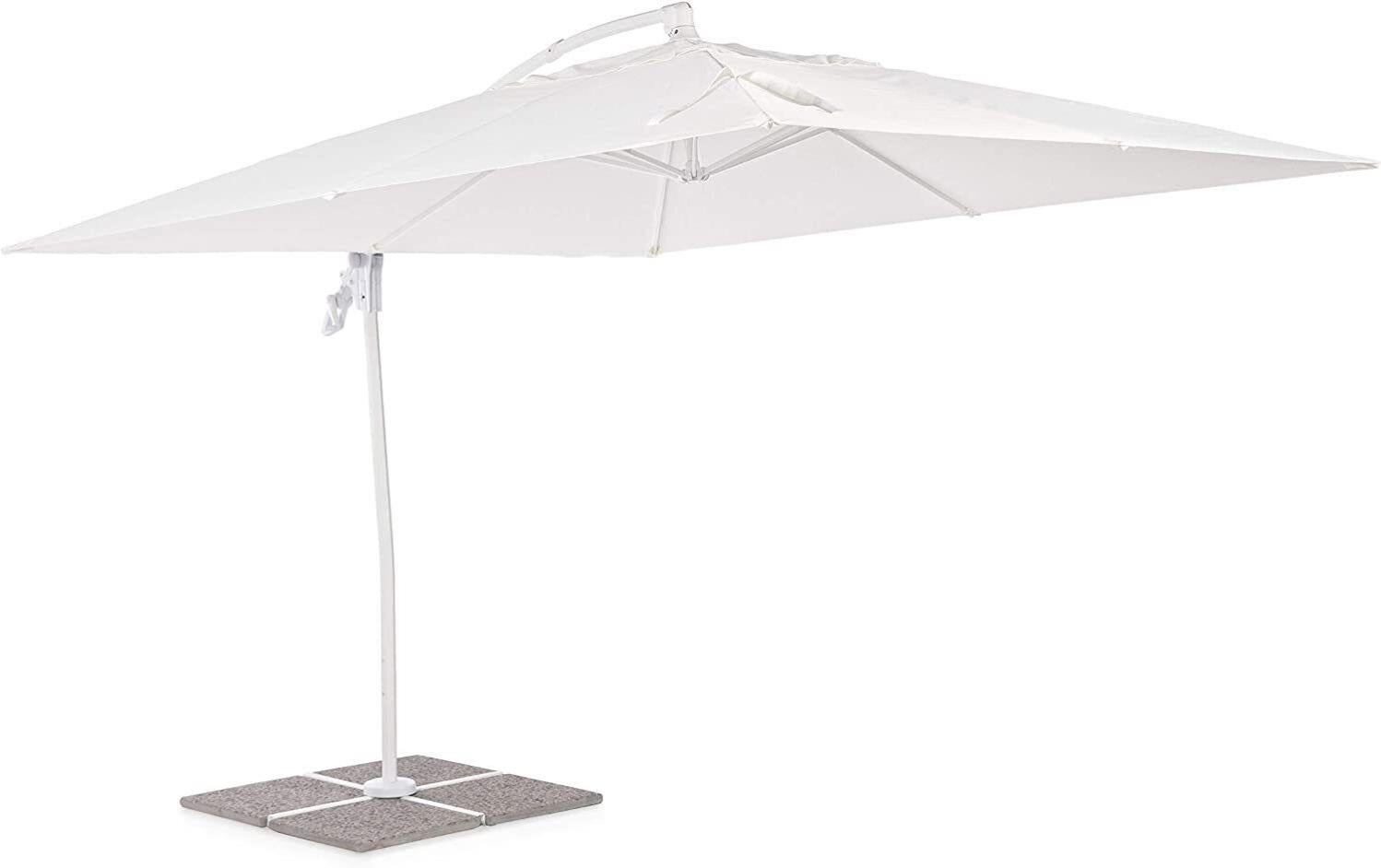 Parasol descentrado ANDORRA 3x3 Blanco-Gris Claro para jardín terraza ...