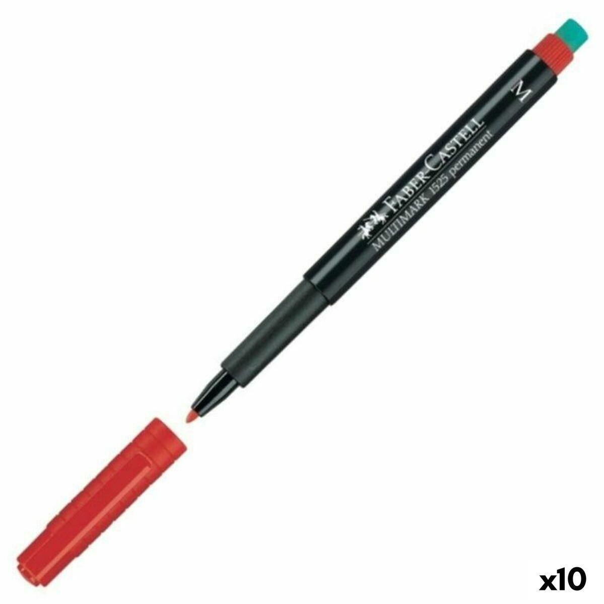 Marqueur permanent Faber-Castell Multimark 1525 M Rouge (10 Unités ...
