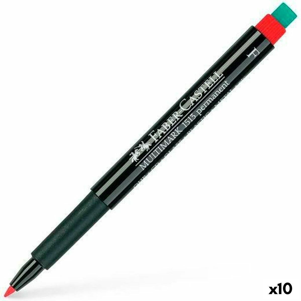 Marqueur permanent Faber-Castell Multimark 1513 F Rouge (10 Unités ...