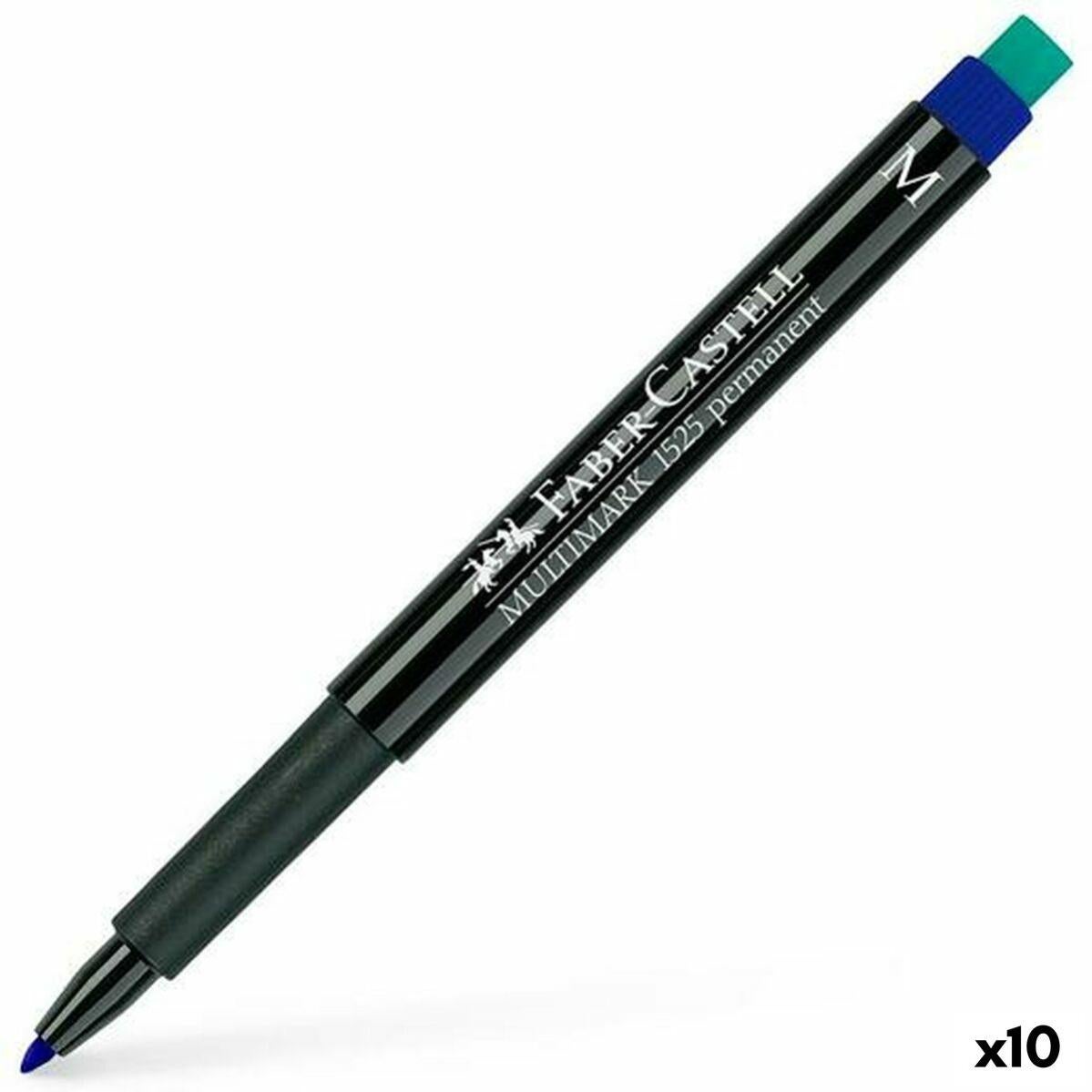 Marqueur permanent Faber-Castell Multimark 1523 M Bleu (10 Unités ...