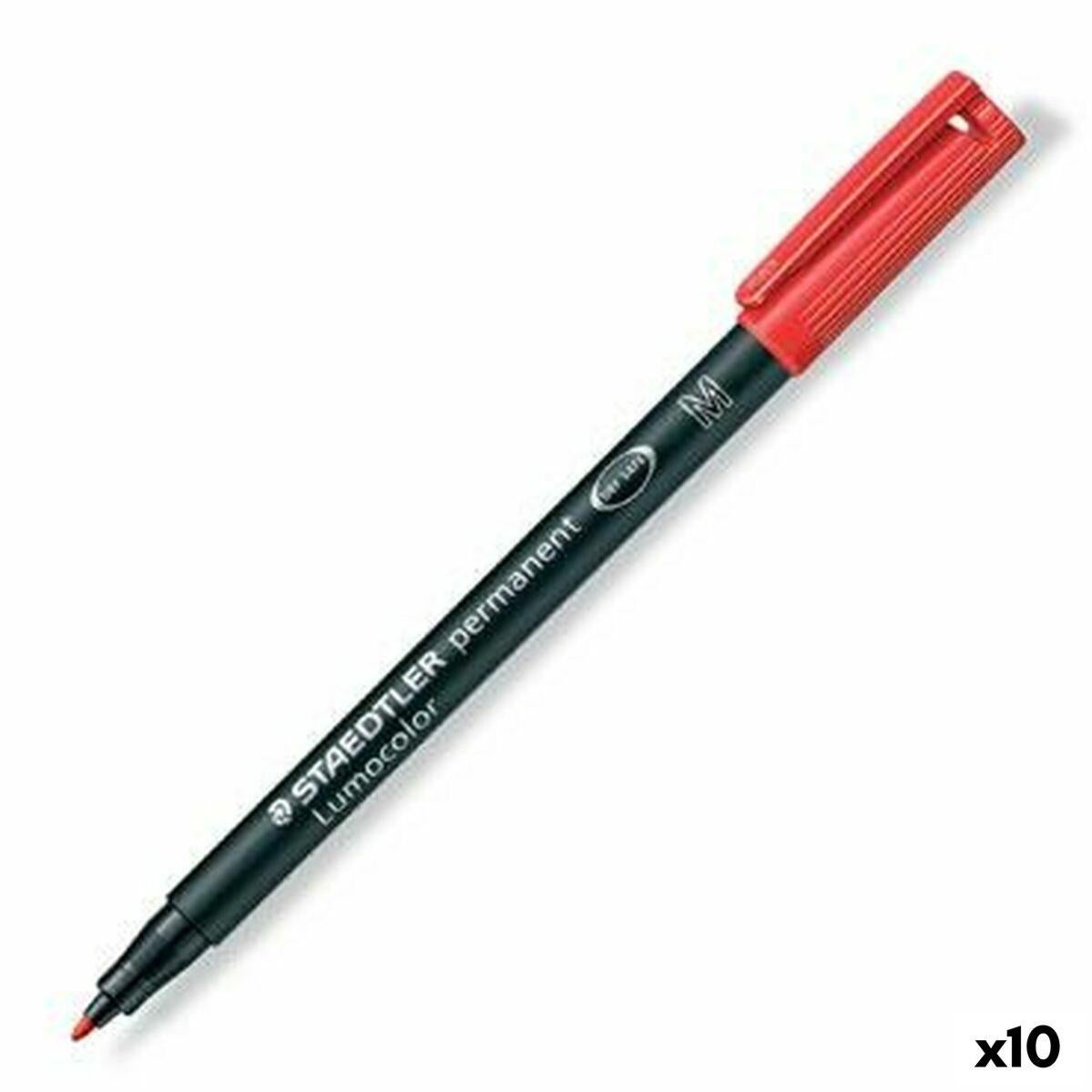 Marqueur permanent Staedtler Lumocolor 317-2 M Rouge (10 Unités ...