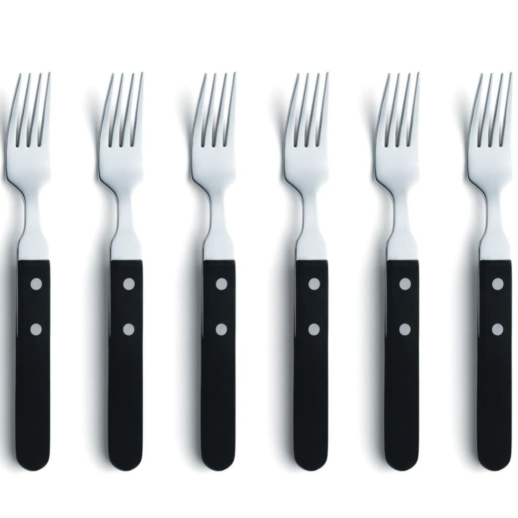 Ensemble de fourchettes à steak 6 pcs Argenté et noir Amefa | Leroy Merlin