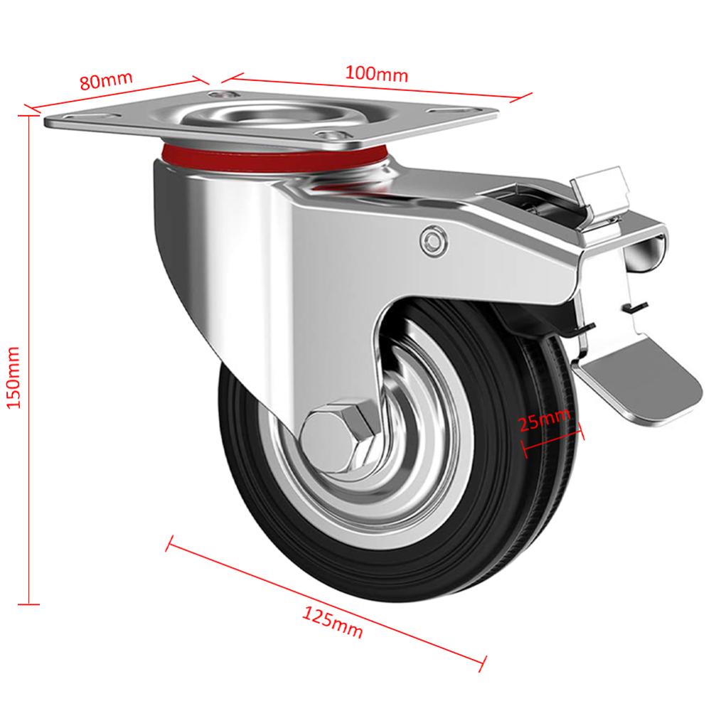 Set 4 Ruote Piroettanti per Carichi Pesanti Girevole 360° con Freno ...