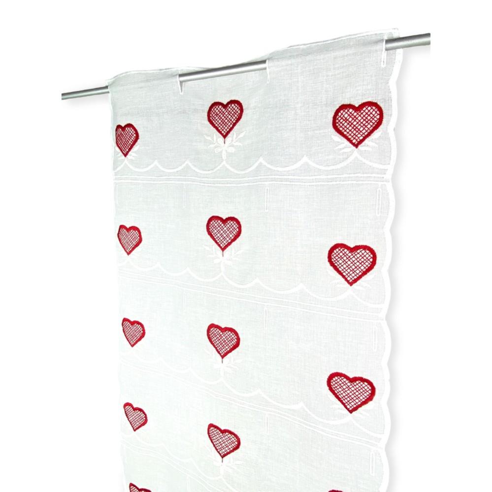 COPPIA Tendina VETRO HEART MODERNA a Cuori Rossi Larga 45 o 60 COPPIA ...