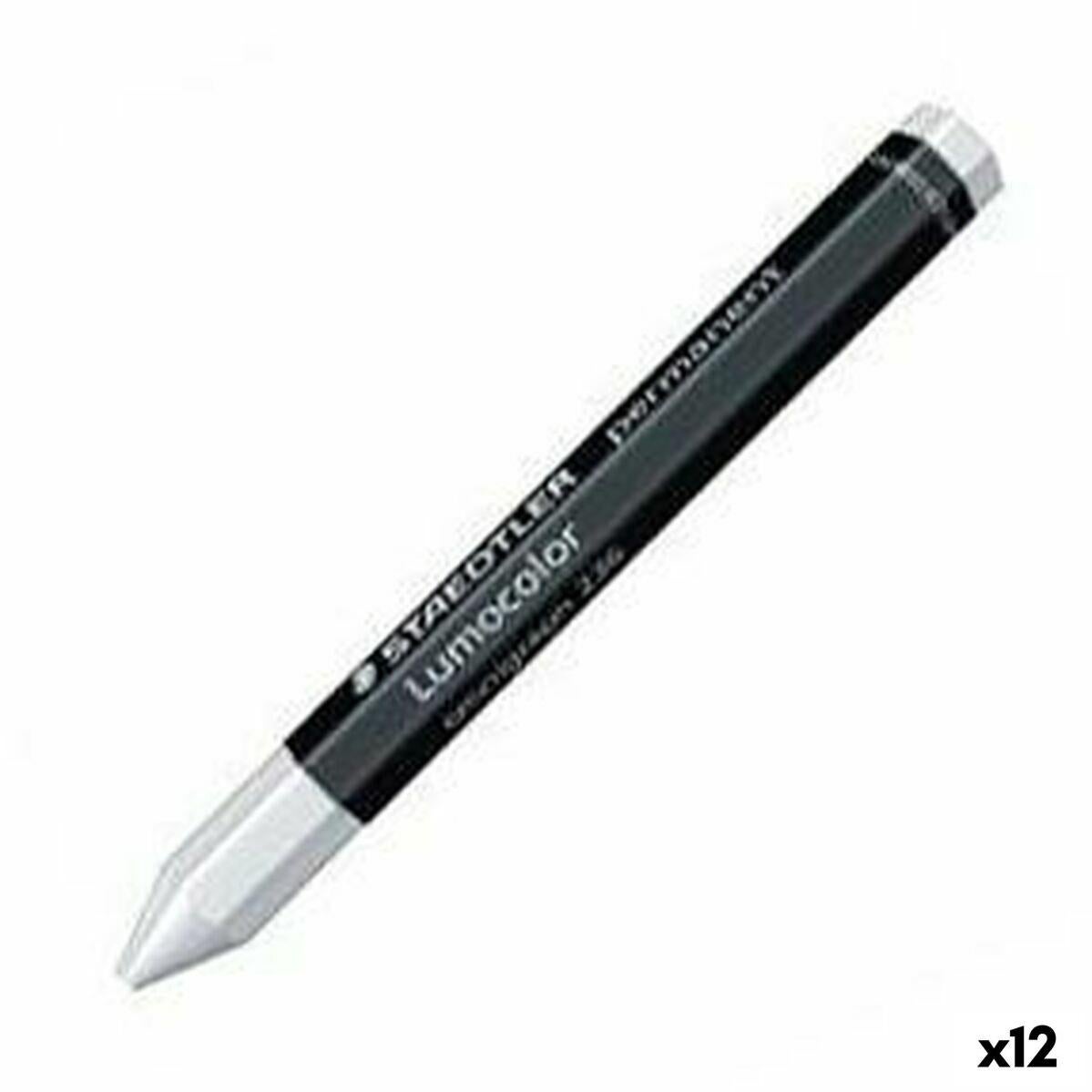 Crayons gras de couleur Staedtler Lumocolor Permanent Blanc (12 Unités ...