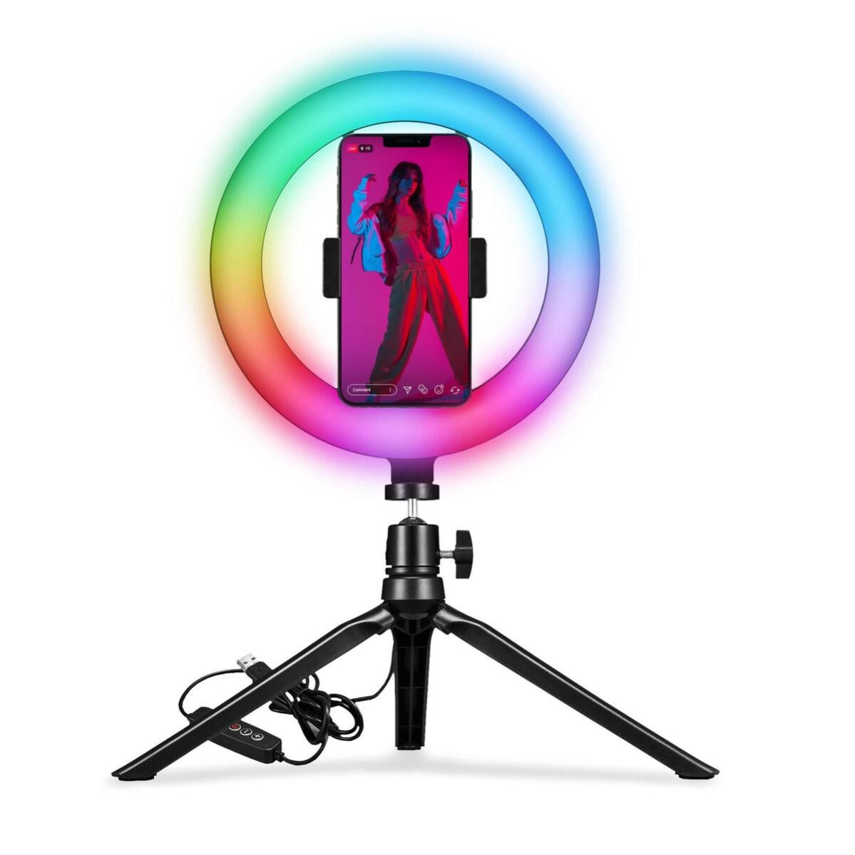Ring Light con Treppiede e Telecomando Celly CLICKRINGRGBBK | Leroy Merlin