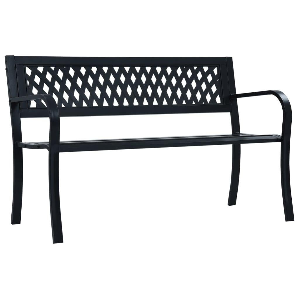 Banc de jardin meuble de patio d'extérieur terrasse 125 cm noir acier ...