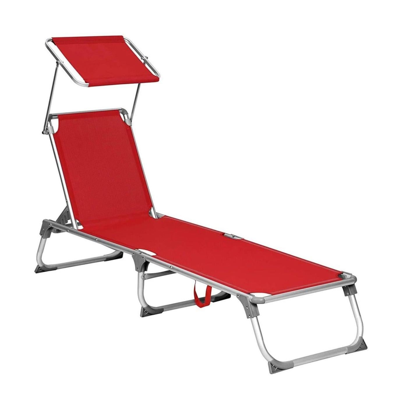 Bain de soleil inclinable chaise longue transat pliable en alu toile ...
