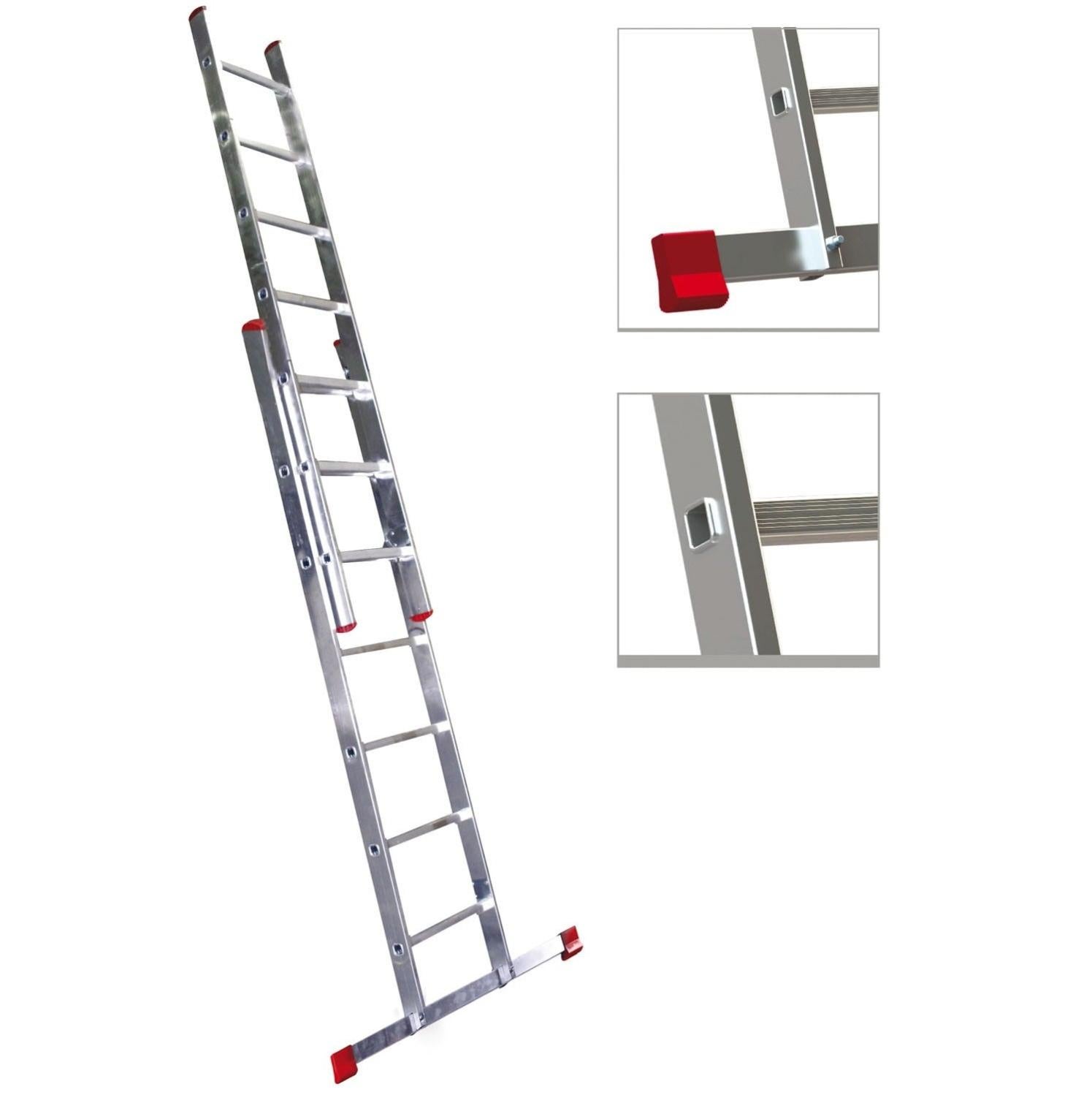 SCALA DUPLICE IN ALLUMINIO 2X8GR MT.3.46 SCALE APPOGGIO ESTENSIBILI ...
