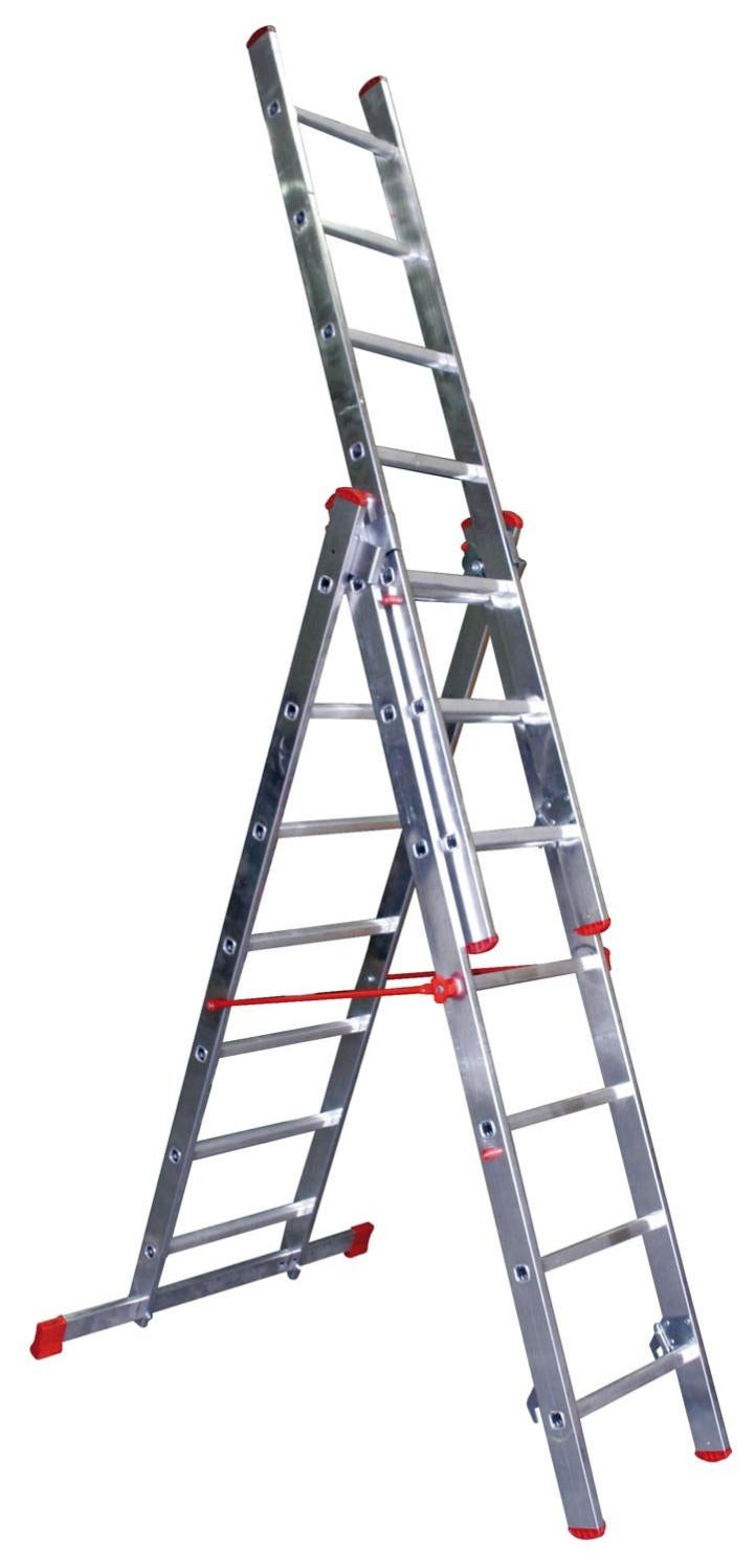 SCALA SCALE TRIPLICE IN ALLUMINIO ESTENSIBILE 3X7 GRADINI H. MAX MT.4 ...