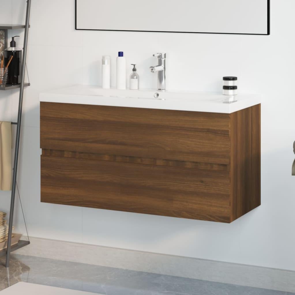Maison Exclusive - Meuble lavabo avec bassin intégré Chêne brun Bois d ...