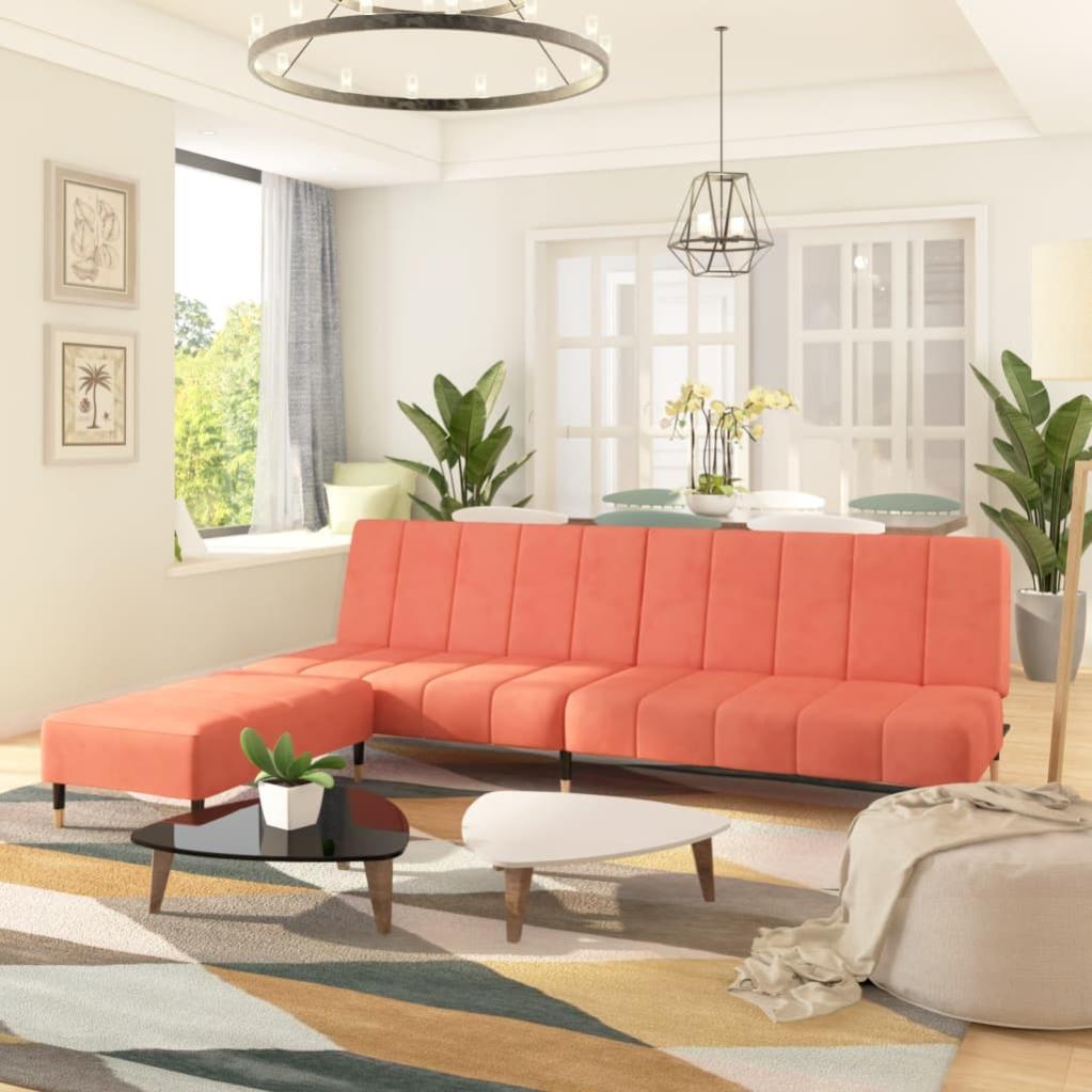 Maison Exclusive - Canapé-lit 2 places avec tabouret Rose Velours ...