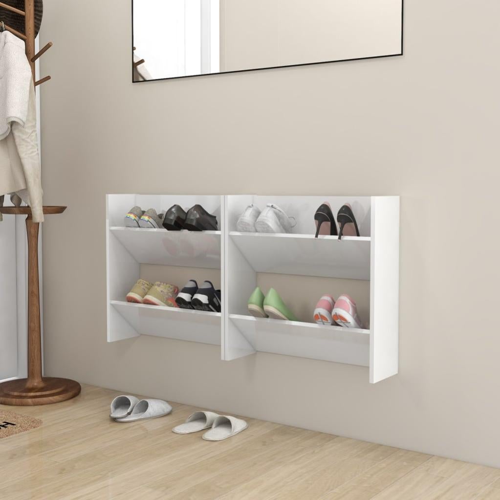 Maison Exclusive - Scarpiere a Muro Bianco Lucido 2 pz 60x18x60 cm in ...